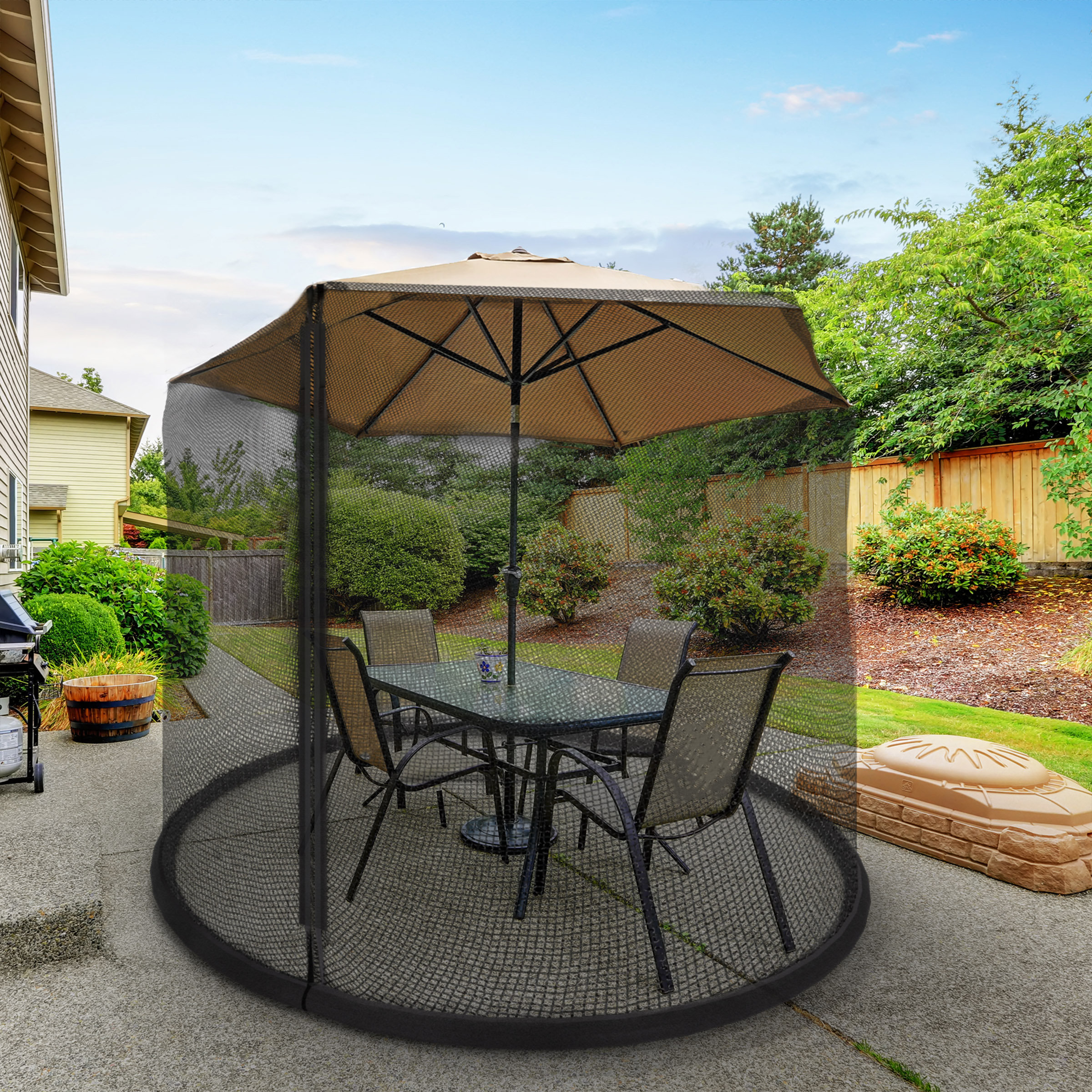 Lark Manor™ Marla Mosquito Net for Patio Umbrellas - Bug Screen for 7 ...