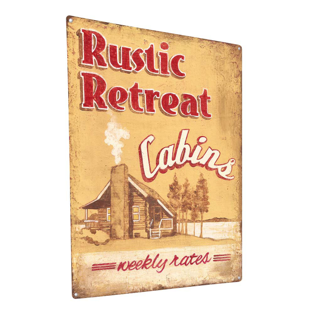 Trinx " Cabin Retreat Weekly Rates Metal Sign " | Wayfair