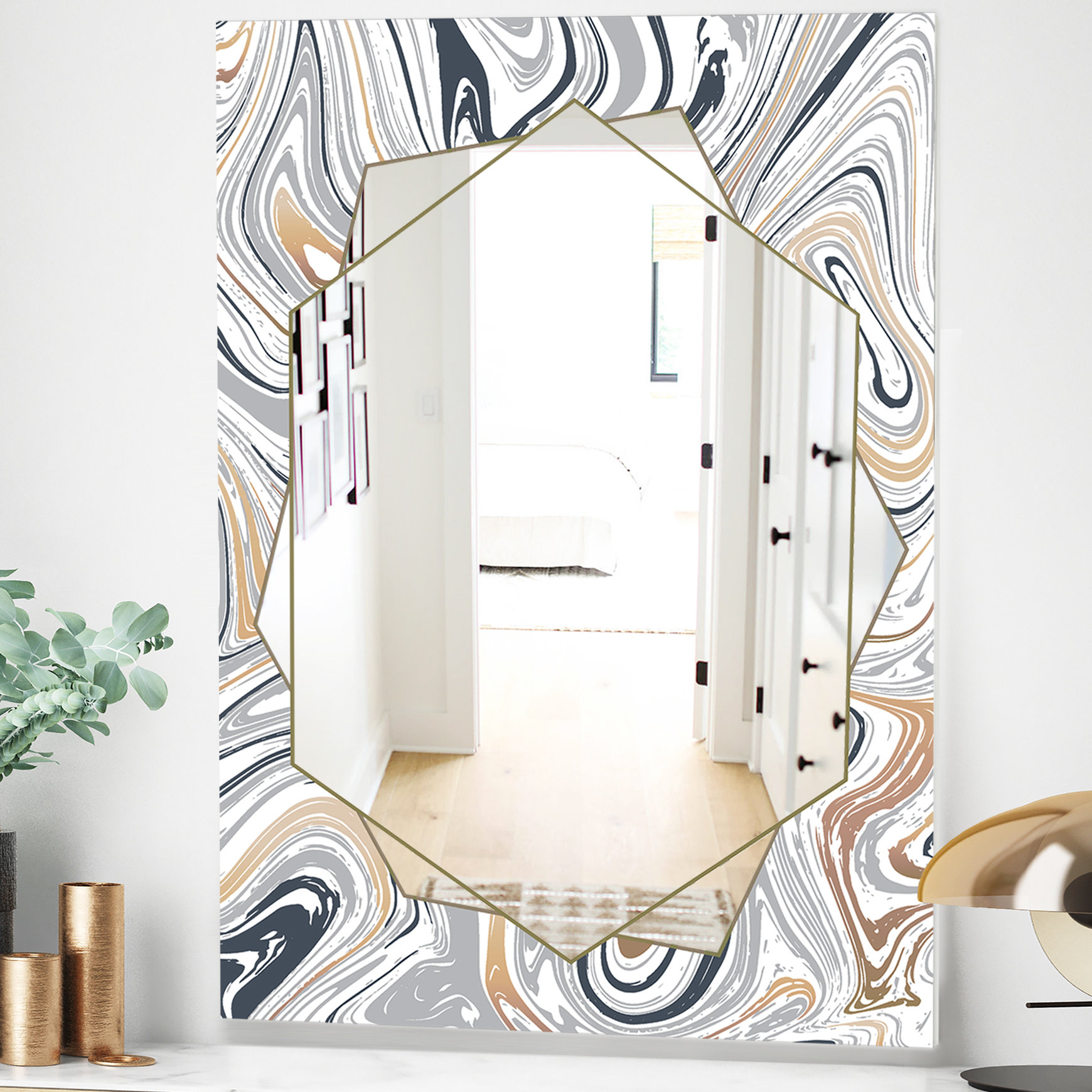 East Urban Home Marbled Diamond Modern and Contemporary Accent Mirror ...