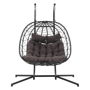 Arlmont & Co. Shanasia 2 Person Swing Chair with Stand and Cushion ...