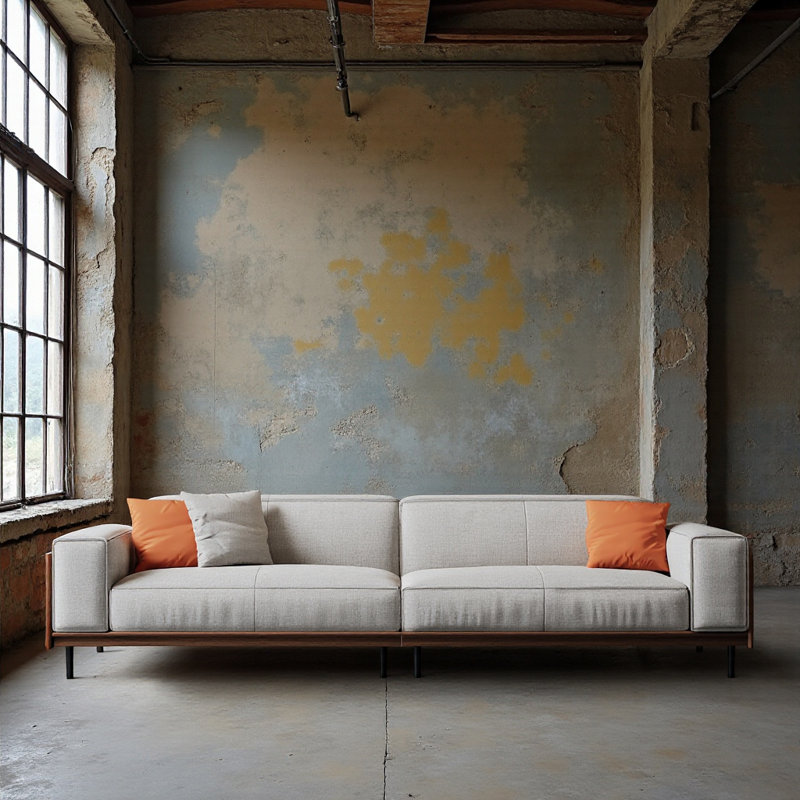 Luck Live 111.81 inch Versatile Solid Wood Compressible Sponge Sofa for ...