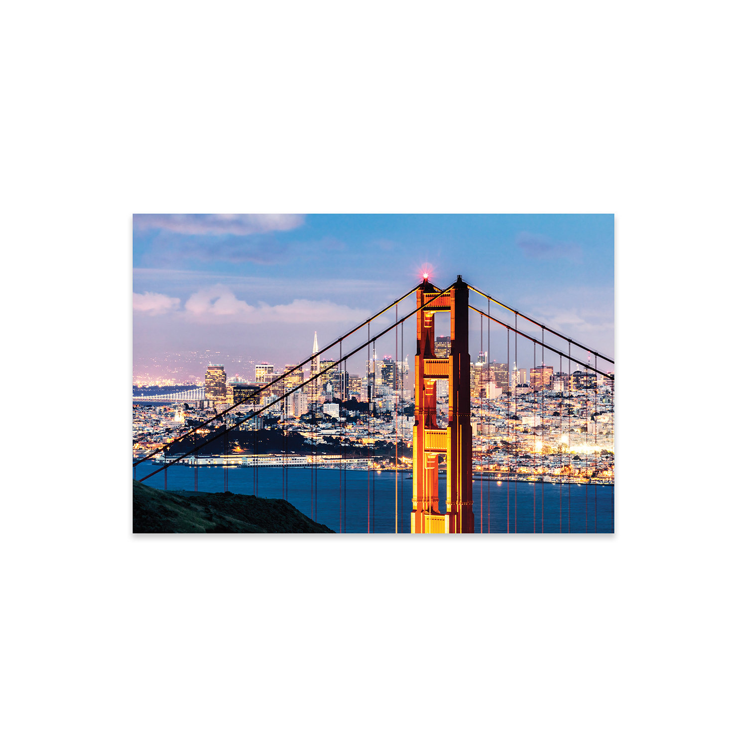 Ebern Designs " Tower Of Golden Gate Bridge At Dusk With Financial ...