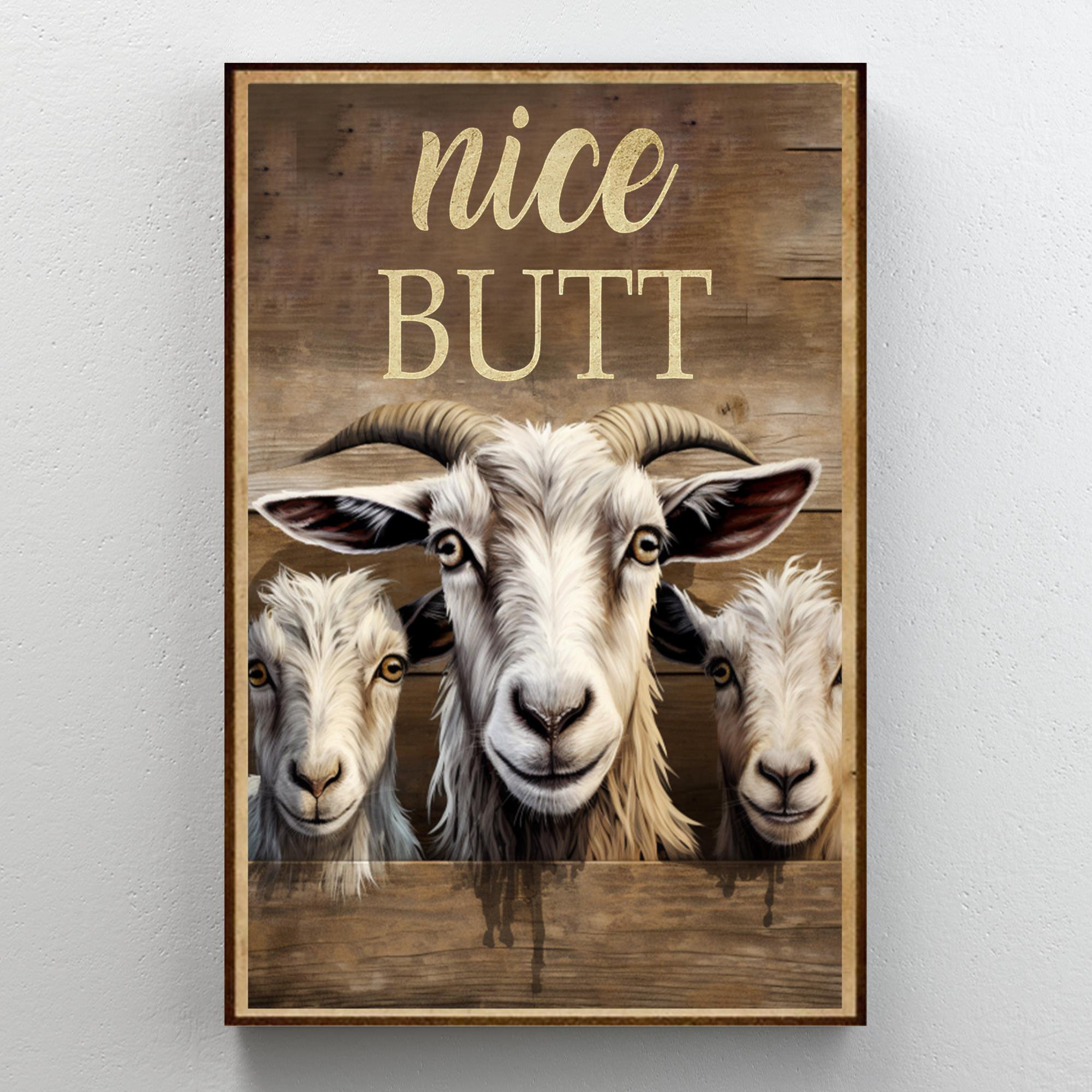 Trinx Goats Nice Butt - 1 Piece Rectangle Graphic Art Print On Wrapped ...