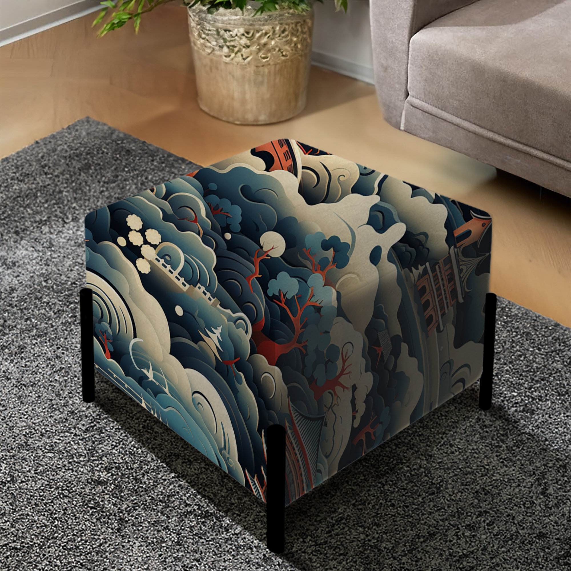 Design Art Japan Cultural Symbolism - Japanese Square Ottoman - Wayfair ...