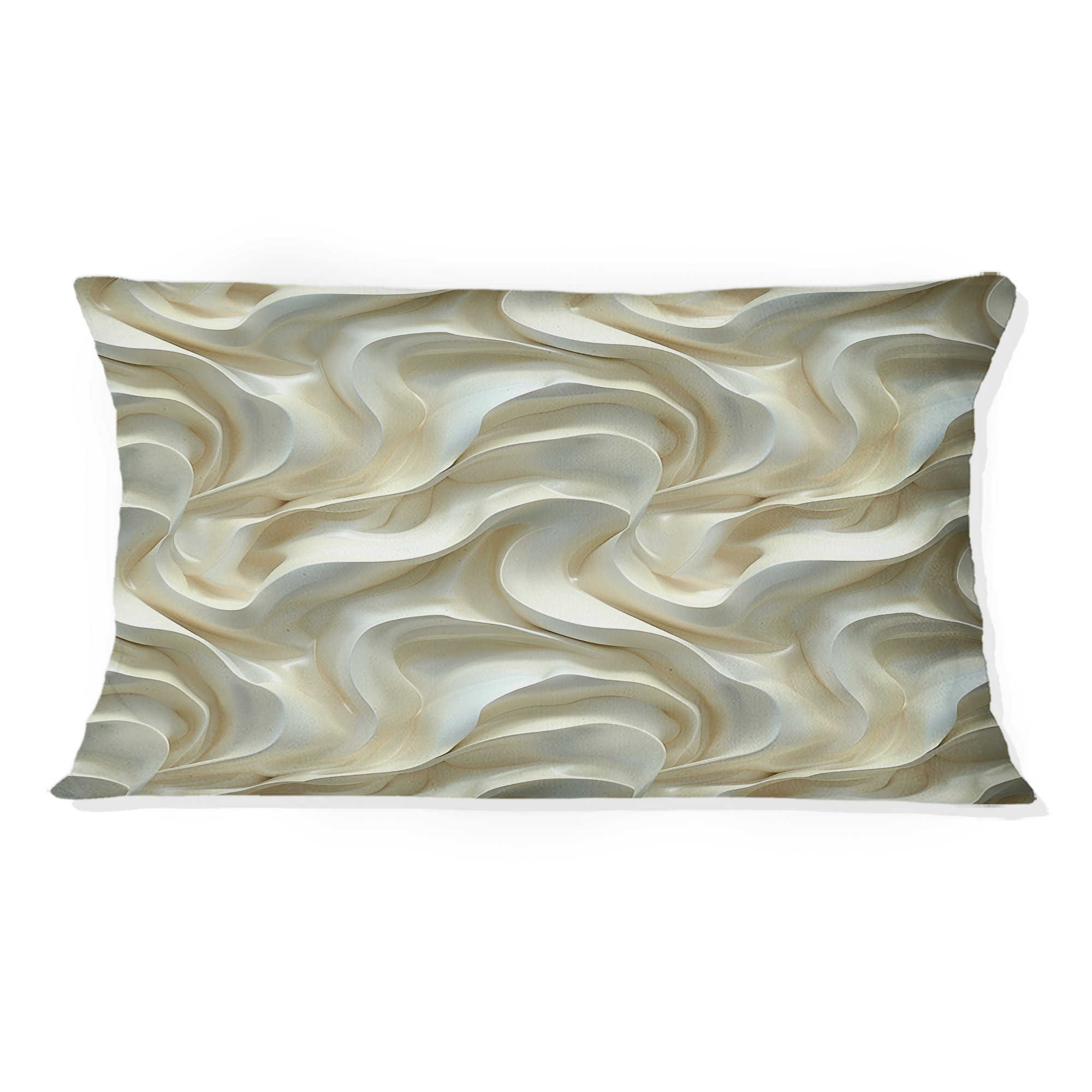 Design Art Ivory Cream Fluid Waves - Modern Lumbar Pillow | Wayfair