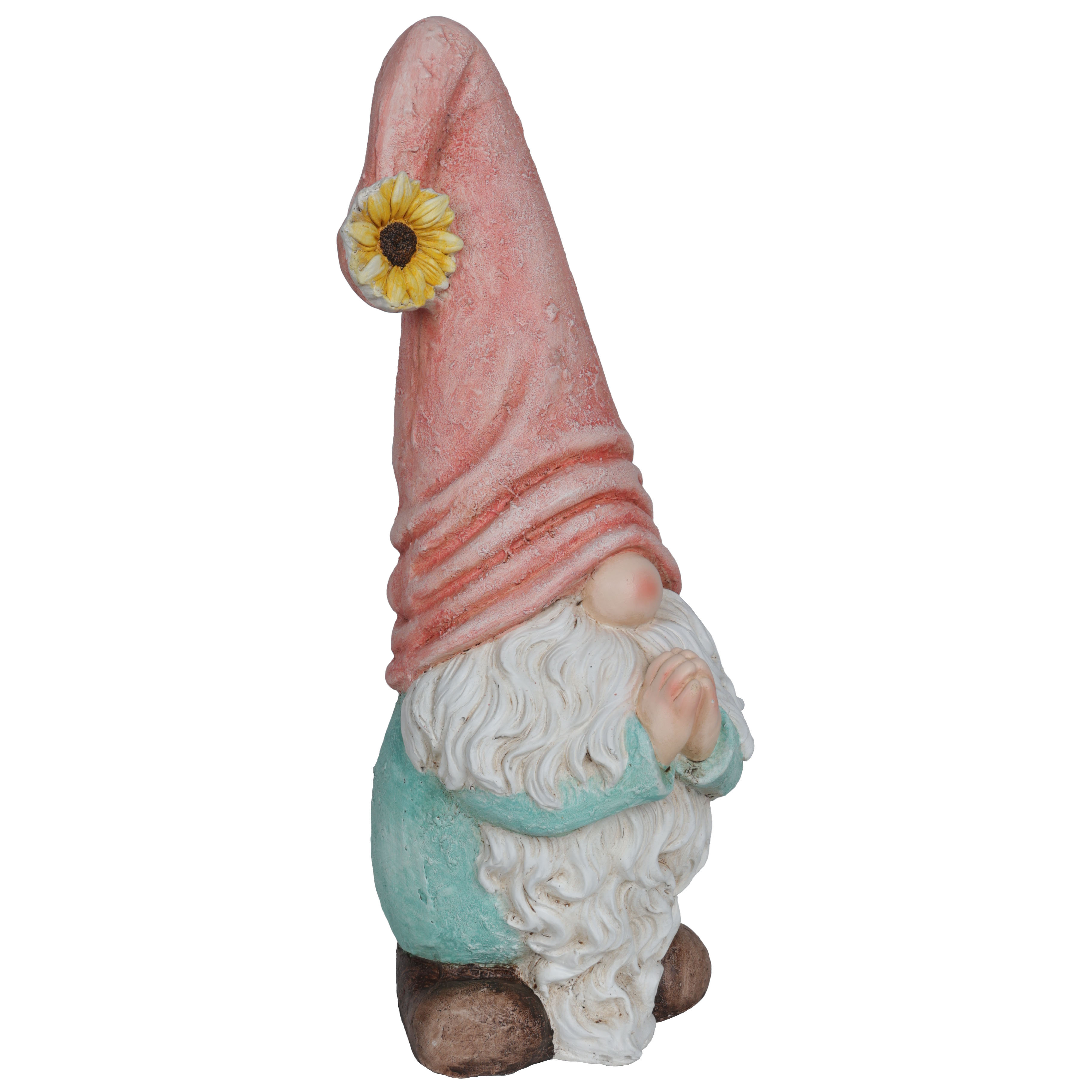 Alpine 23"H Praying Gnome with Sunflower Statue | Wayfair