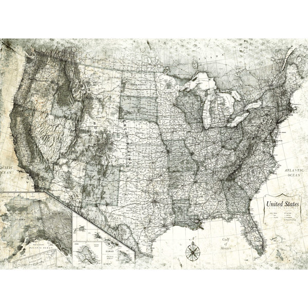 Williston Forge Old Usa Map 2 - Wrapped Canvas Print | Wayfair