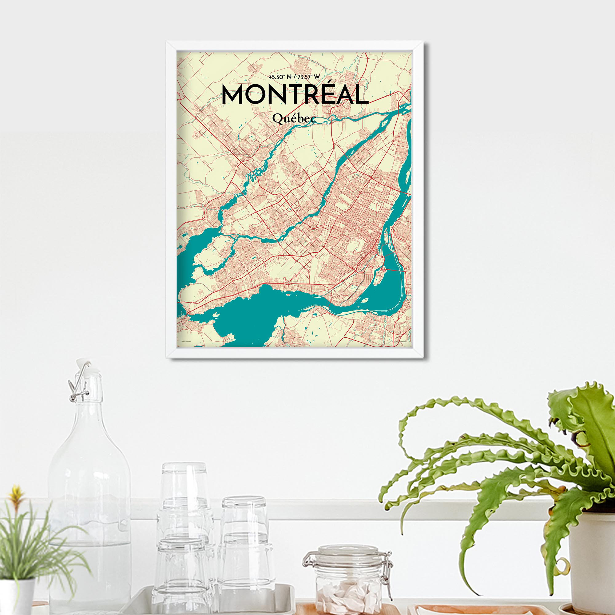 OurPoster.com 'Montreal City Map' Graphic Art Print Poster in Tricolor ...