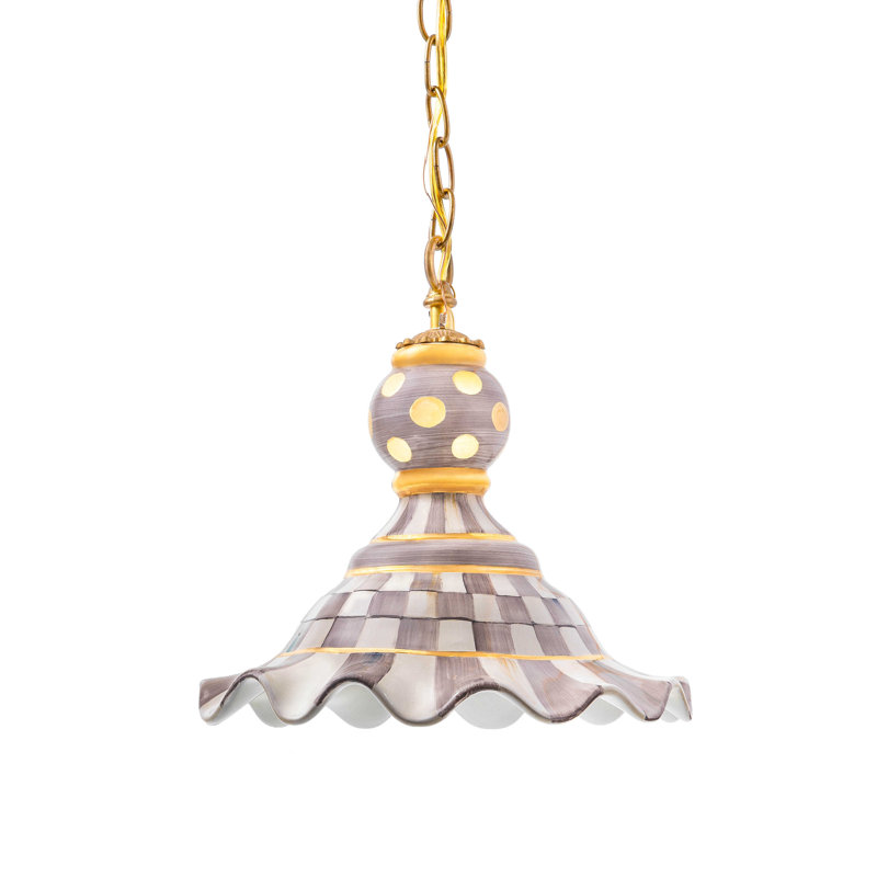 MacKenzie-Childs Sterling Check® Medium Ceramic Pendant Lamp | Wayfair