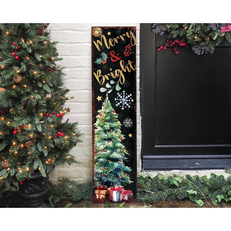 The Holiday Aisle® Merry and Bright Christmas Door Mural | Wayfair