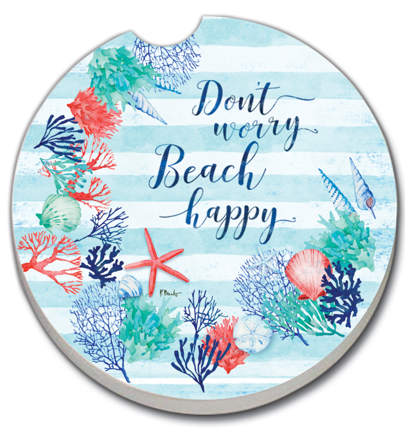 Highland Dunes Beach Inspiration Absorbent Stone Car Coaster | Wayfair