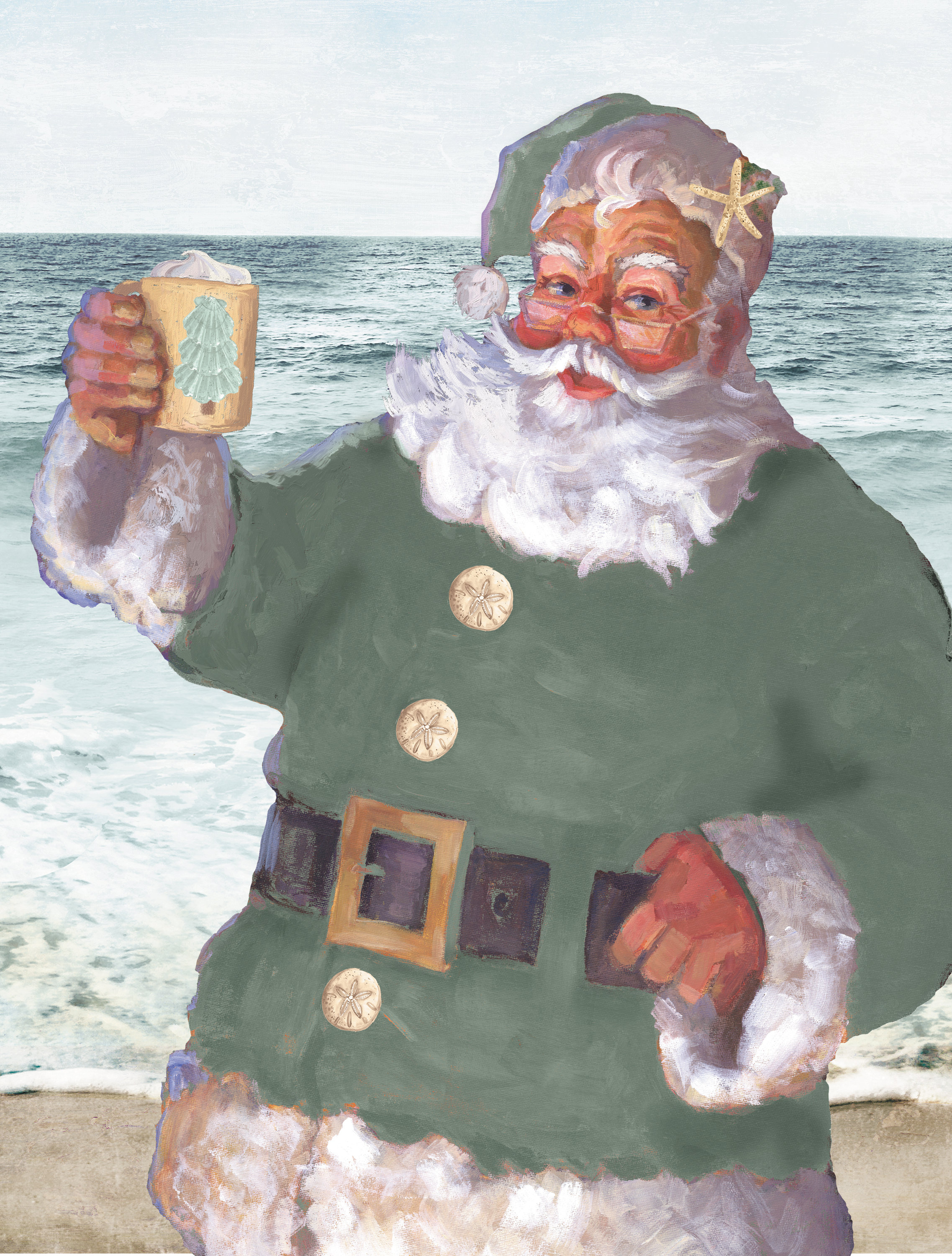 The Holiday Aisle® Santa's Beach Visit On Canvas by Cloverfield & Co ...