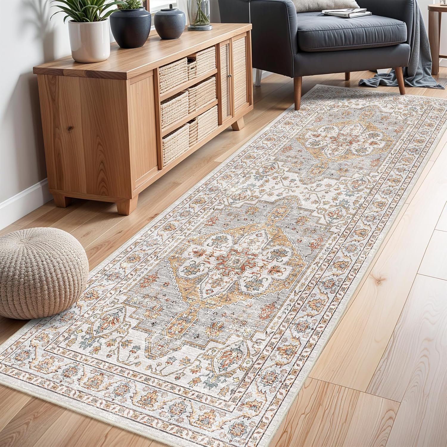 Bungalow Rose Washable Hallway Runner Rug 3X8: Non Slip Runner Rugs ...