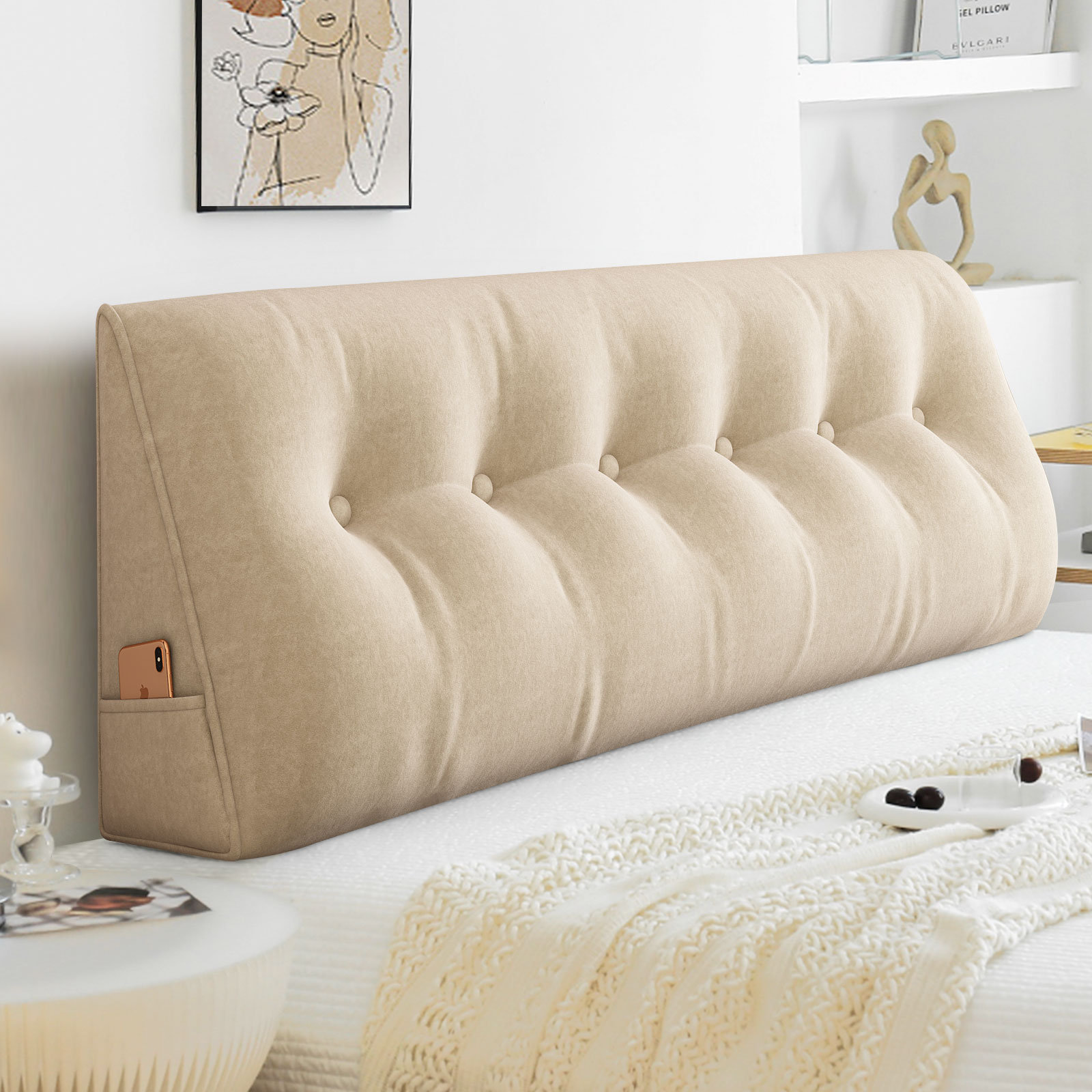 ELEOPTION Cashmere-Like High Resilience Triangular Headboard Reading ...