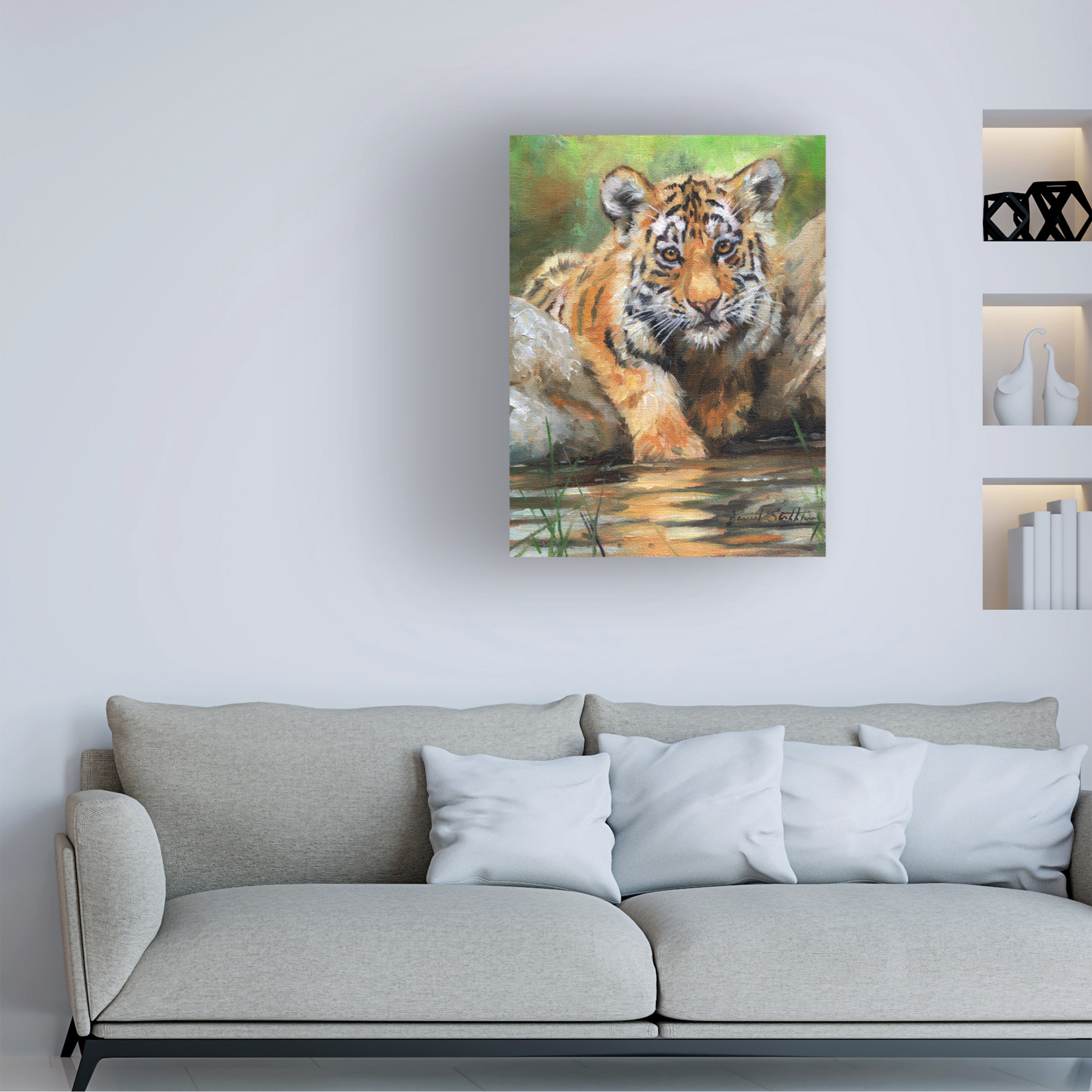 Winston Porter David Stribbling Tiger Cub Water Canvas Art - Wayfair Canada