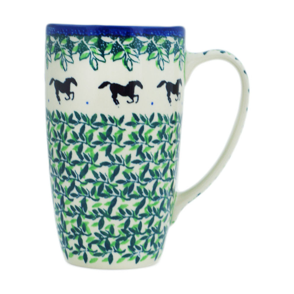 Polmedia Polish Pottery 14 Oz Stoneware Mug - Mustang Forest | Wayfair