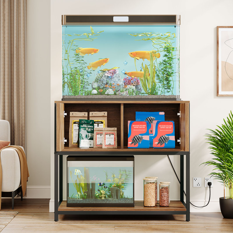 17 Stories Heavy Duty Aquarium Stand with Power Outlets, 10-37 Fish ...