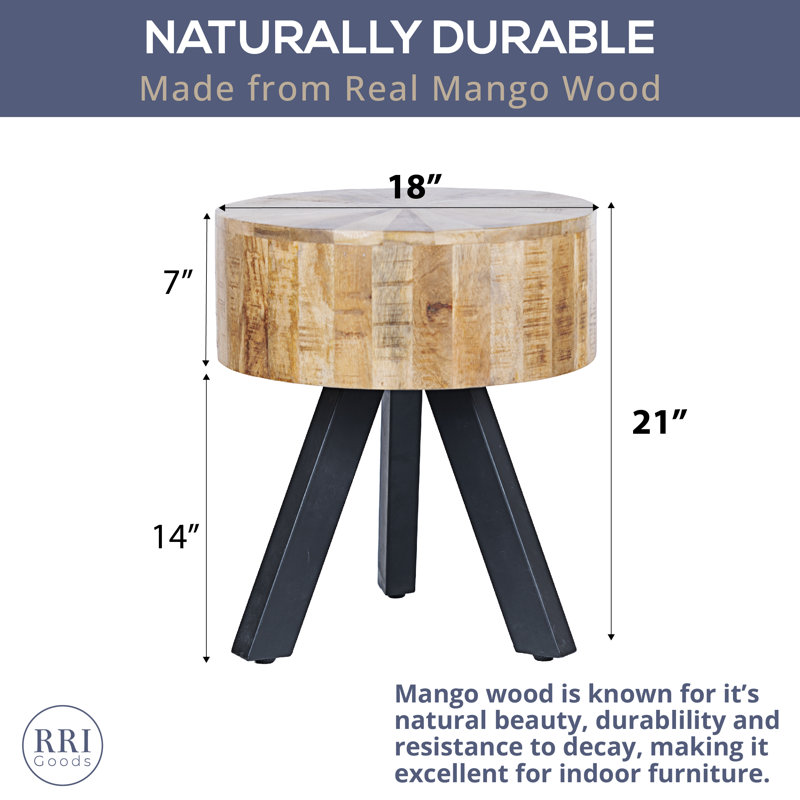 Millwood Pines Vintage-Inspired 18" Round Side Table - Handcrafted ...