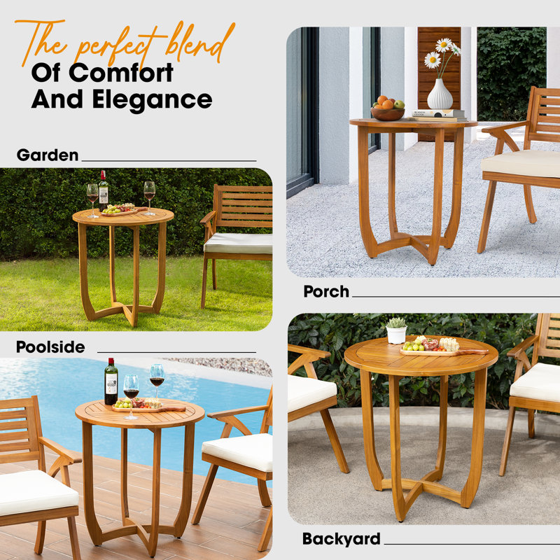 Red Barrel Studio® Escanor Round Acacia Outdoor Bistro Table | Wayfair
