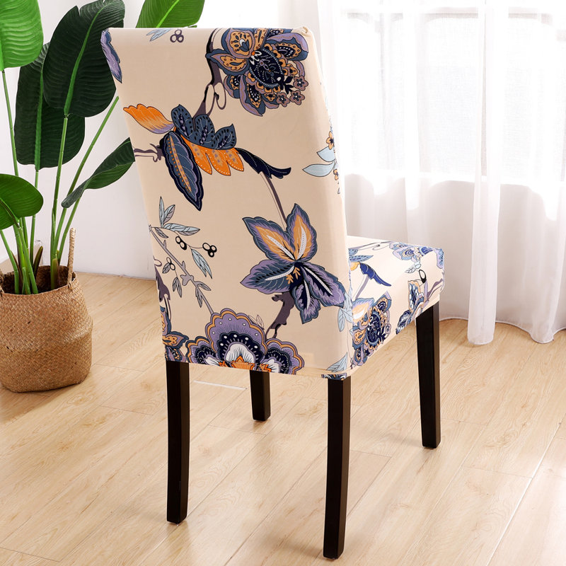 Boshen Stretch Printed Spandex Box Cushion Dining Chair Slipcover ...