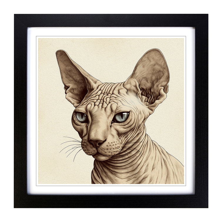 Marlow Home Co. Sphynx Cat Drawing - Single Picture Frame Print on Wood ...