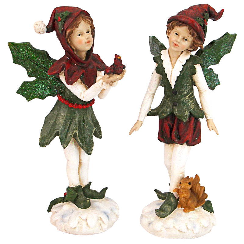 Design Toscano 2 Piece Santa's Victorian Holly Elves Figurine Set ...