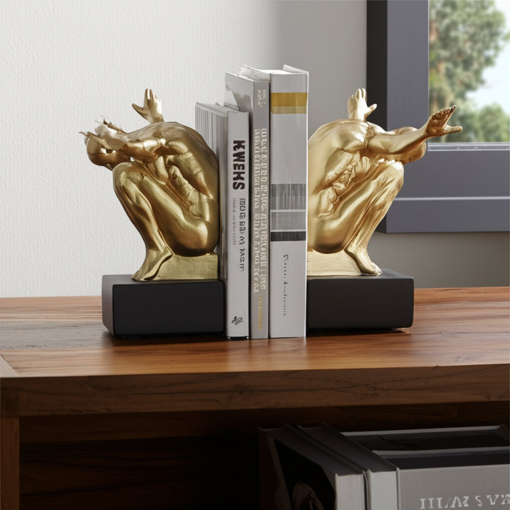 Orren Ellis Glam Resin Polyresin Human Figure Sculpture Bookends Set of ...