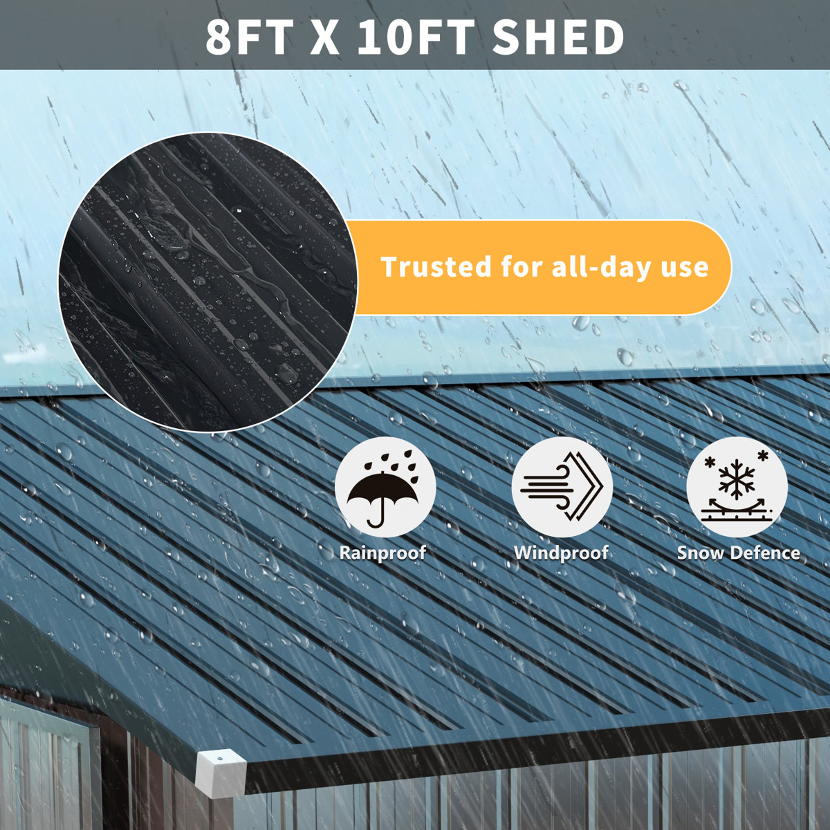 JolyDale 10 ft. W x 8 ft. D Metal Lean-to Storage Shed with Metal Frame ...