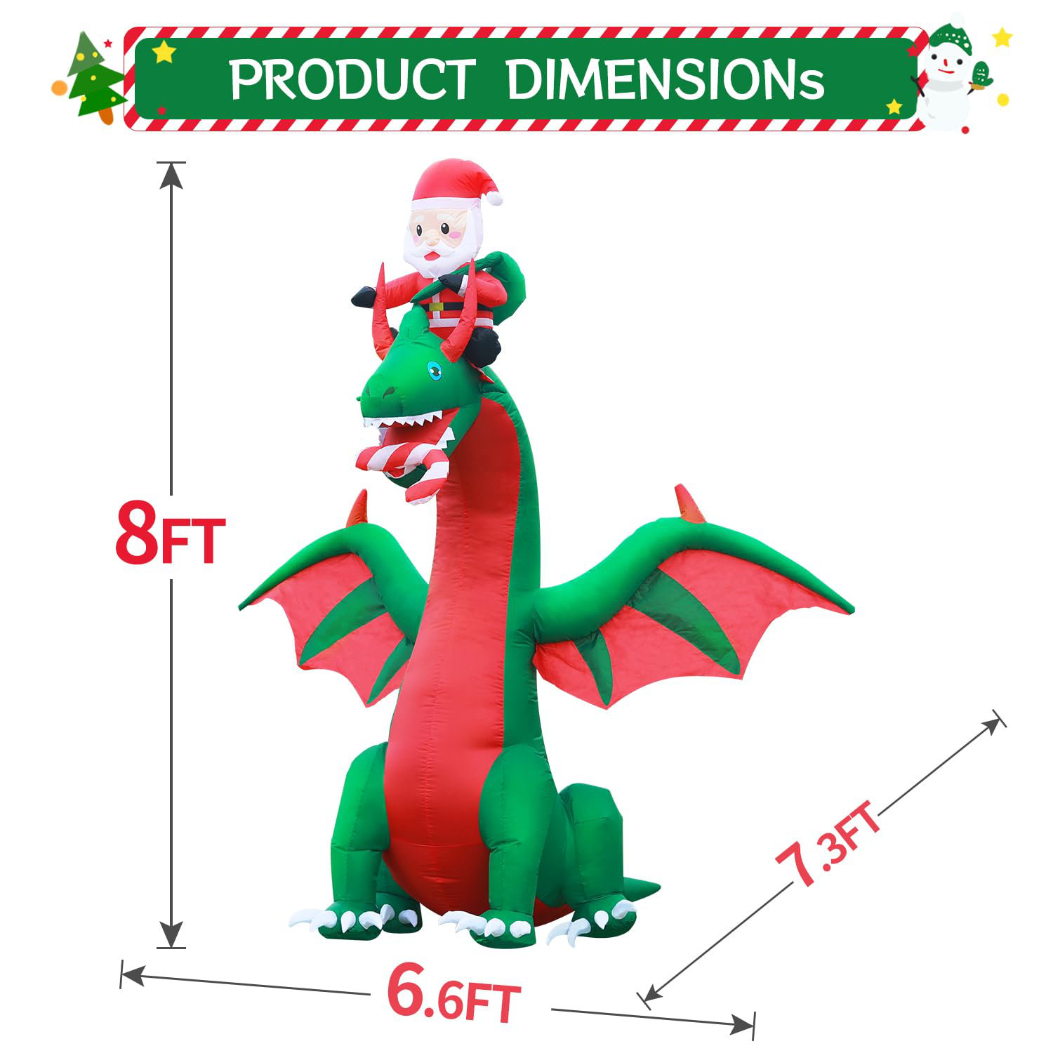 The Holiday Aisle® 8FT Christmas Inflatable Dragon with Santa Claus ...
