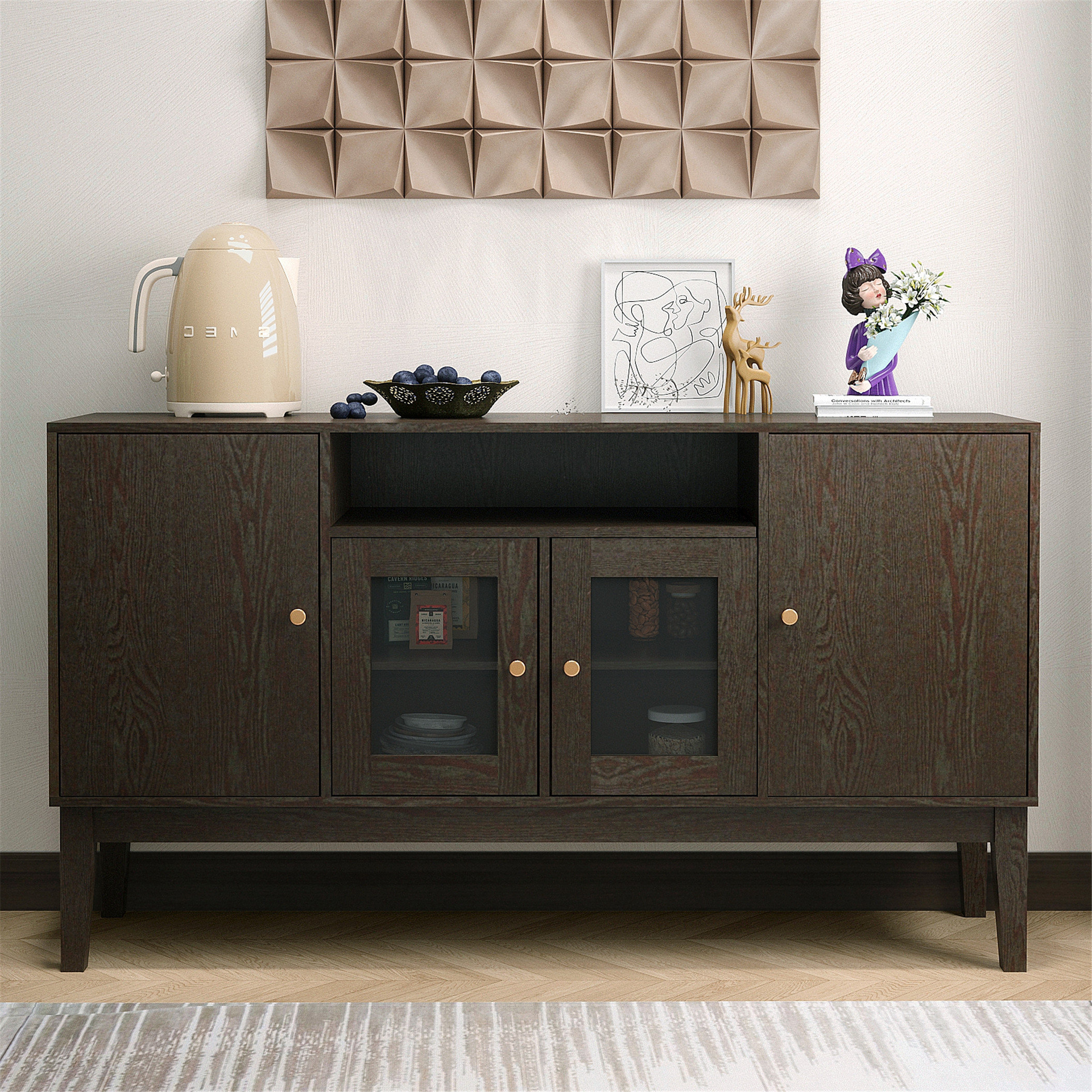 George Oliver Versatile Sideboard Buffet Console Table with Adjustable ...