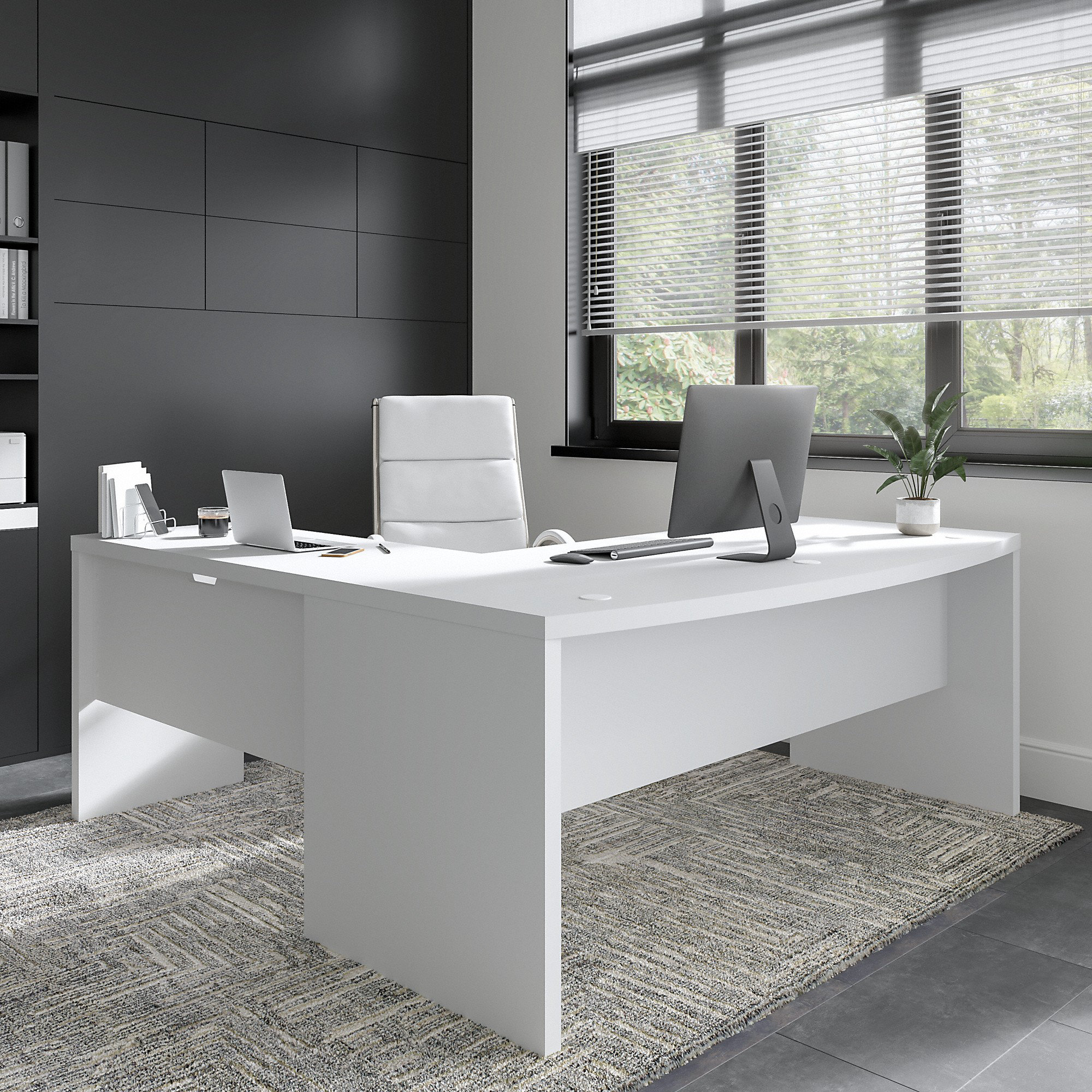 Bush Business Furniture Office 500 Collection 72W Bow Front Desk with ...