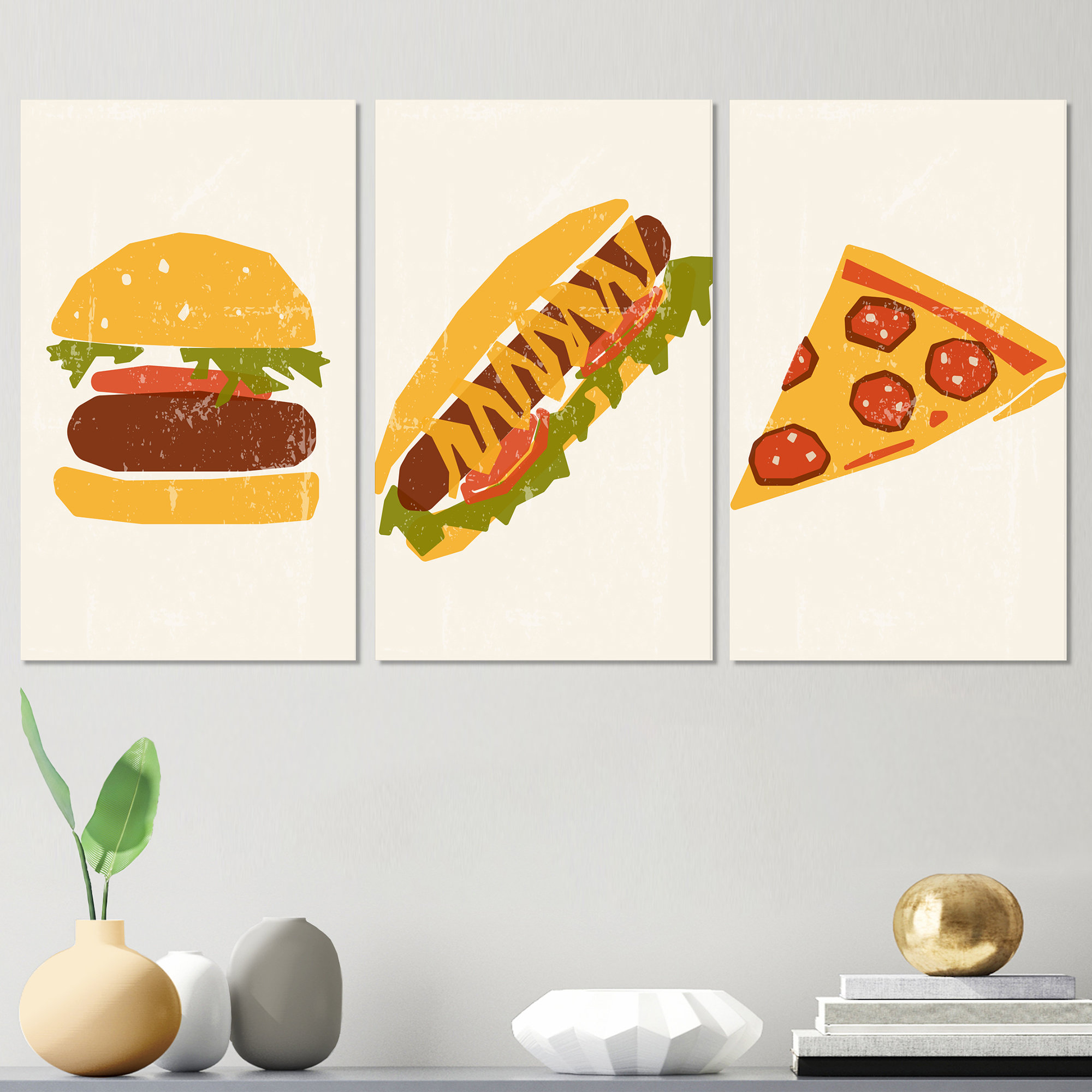 Red Barrel Studio® Vintage Hipster Fast Food III - 3 Piece Wrapped ...