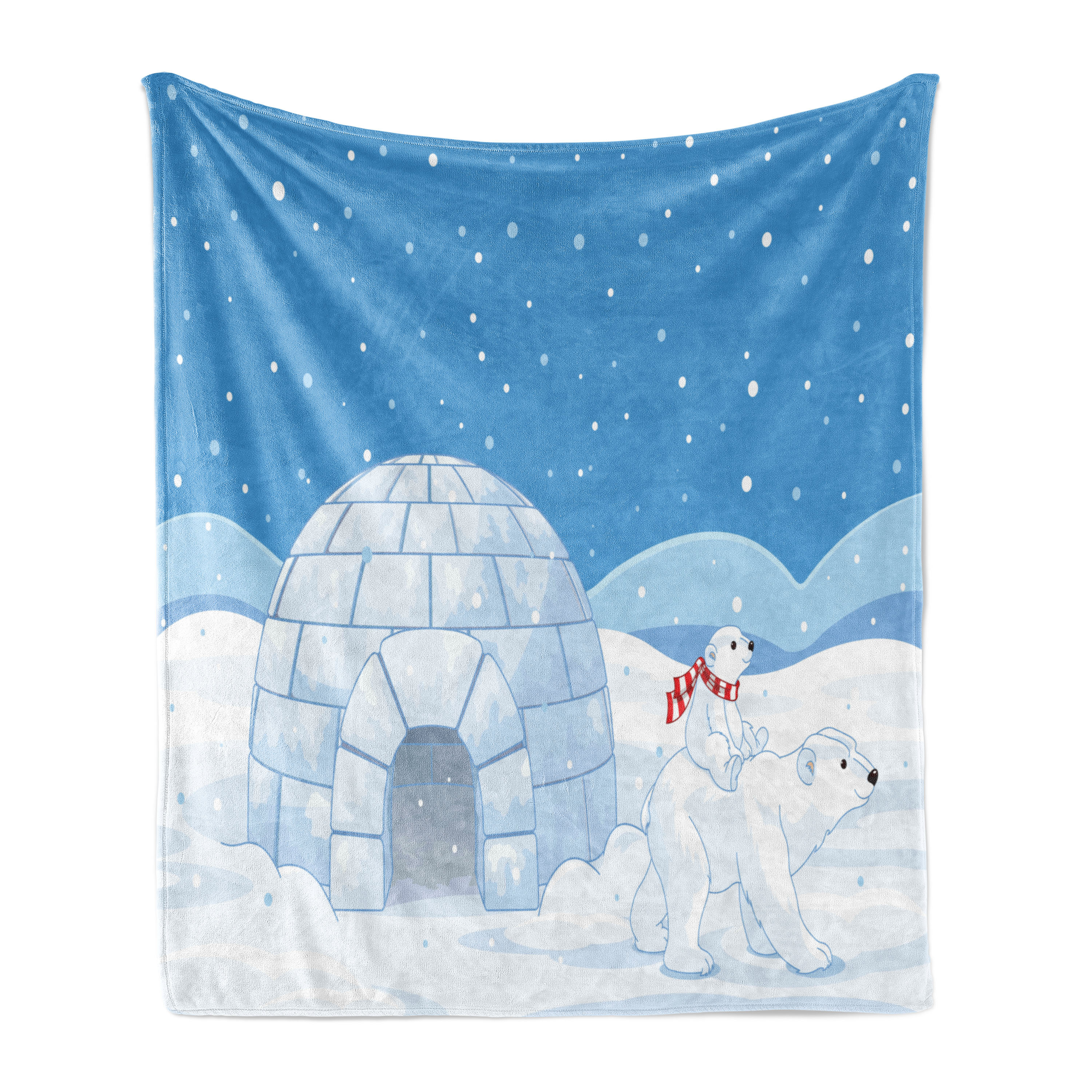 Ambesonne Polar Bear Fleece Throw Blanket Mom Igloo Pale Blue White ...