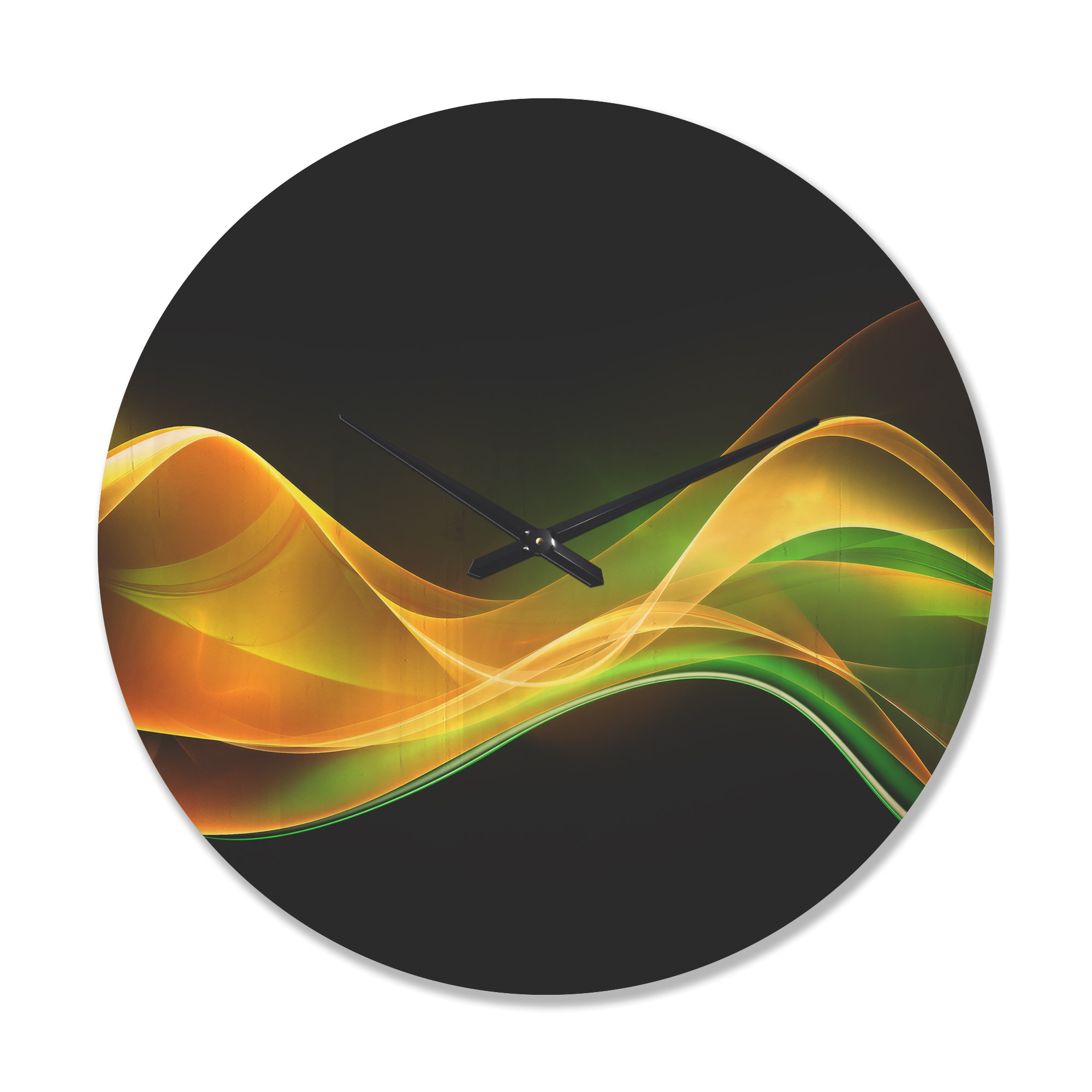 East Urban Home 3D Gold Green Wave Design - Modern Wood Wall Clock ...