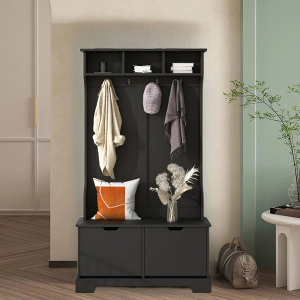 Wildon Home® Skylar Hall Tree 39'' Wide with Bench and Shoe Storage ...