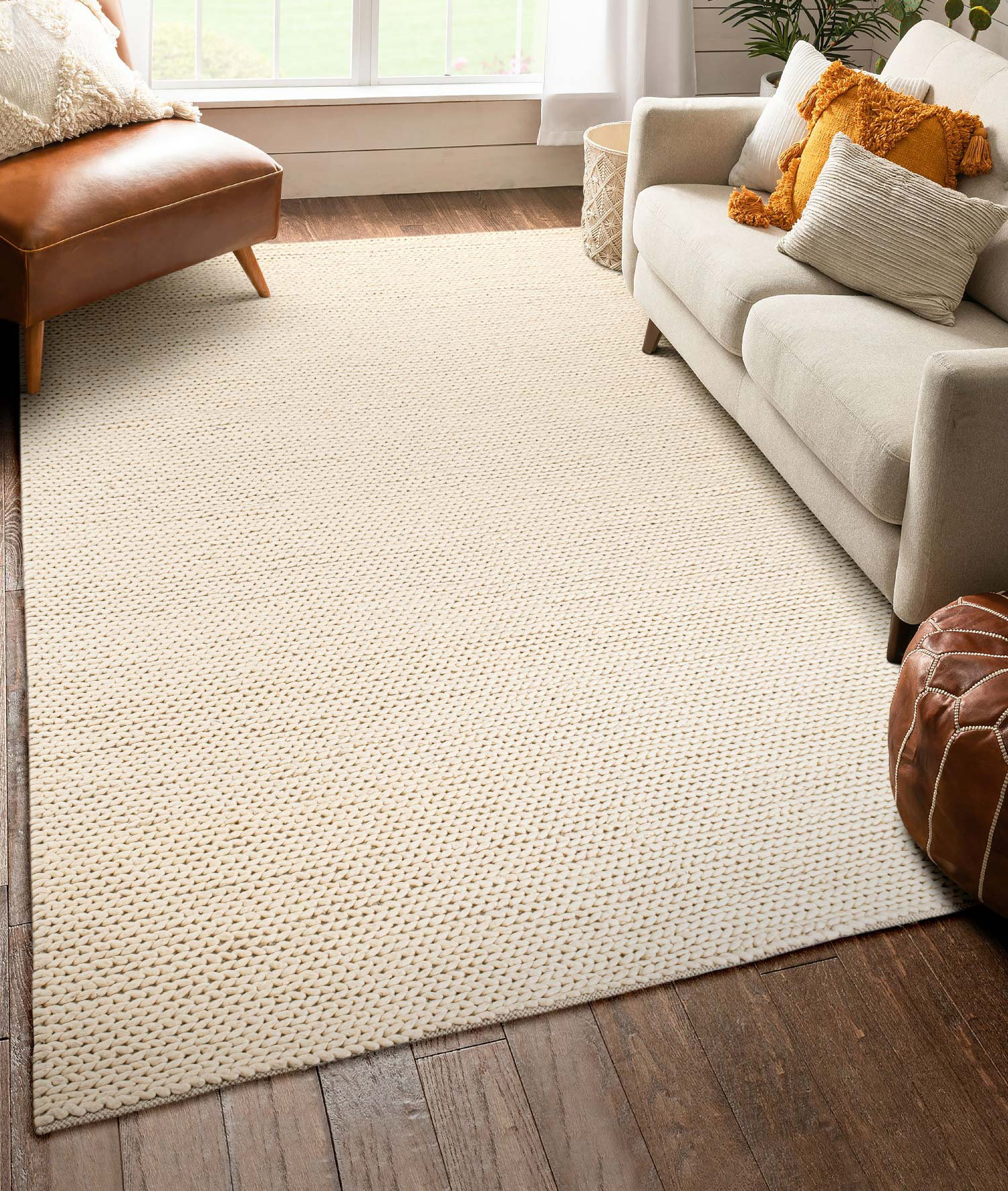 Rugpera Rectangle Tahar Solid Color Machine Woven Wool Area Rug in ...