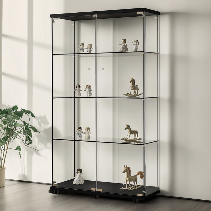 Wrought Studio™ Modern 4-Tier Glass Display Stand – 64" Curio Cabinet ...