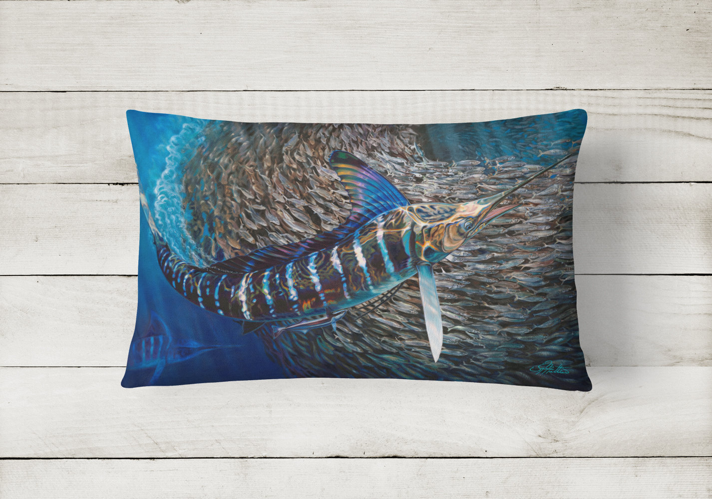 Caroline's Treasures Gem Marlin Indoor / Outdoor Lumbar Pillow | Wayfair