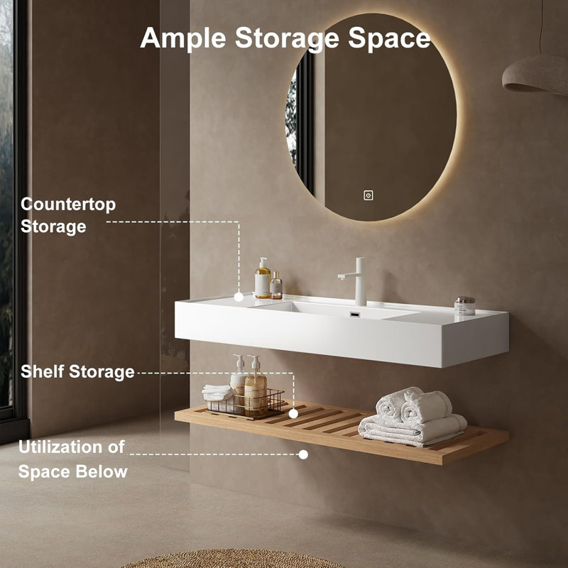 Ebern Designs 36”Bathroom Vanity with Vessel Sink,Wall-Mounted Floating ...