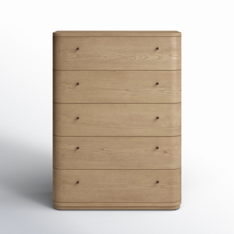 Lucie Five Drawer White Oak Chest In Buff Cream | Joss & Main
