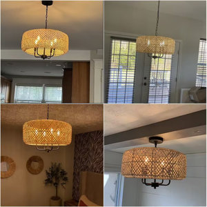 Bay Isle Home™ 4 - Light 19.7-in Bohemian Candle Style Bamboo Drum ...