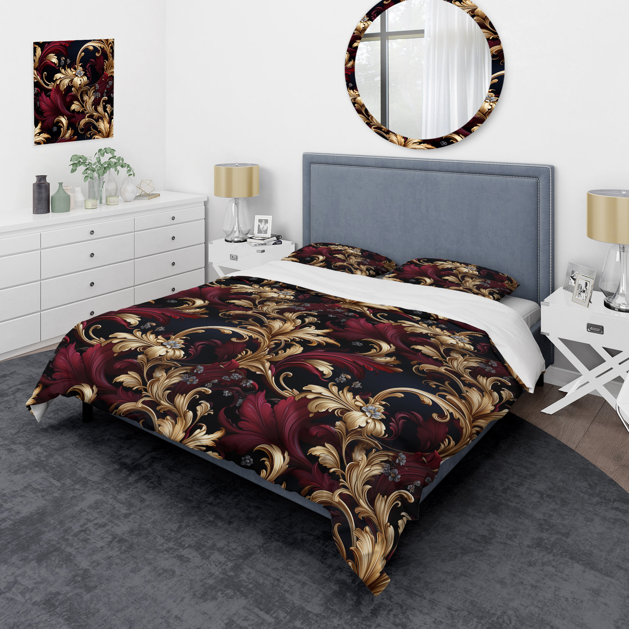 Design Art Opulent Royal Scrolls Victorian Pattern Duvet Cover Set ...