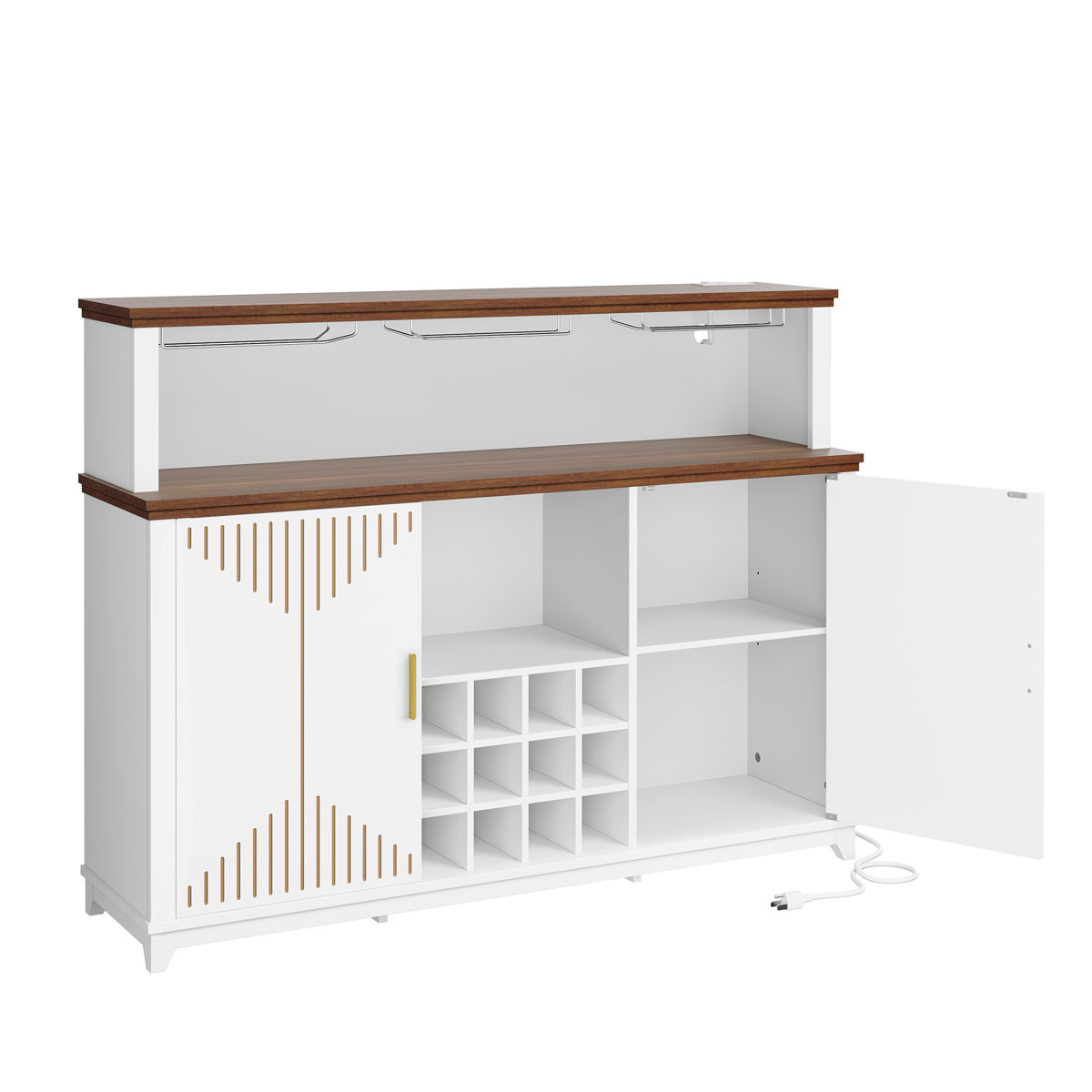 Wrought Studio™ Lachaka 55.12'' Stylish Bar Cabinet with Adjustable ...