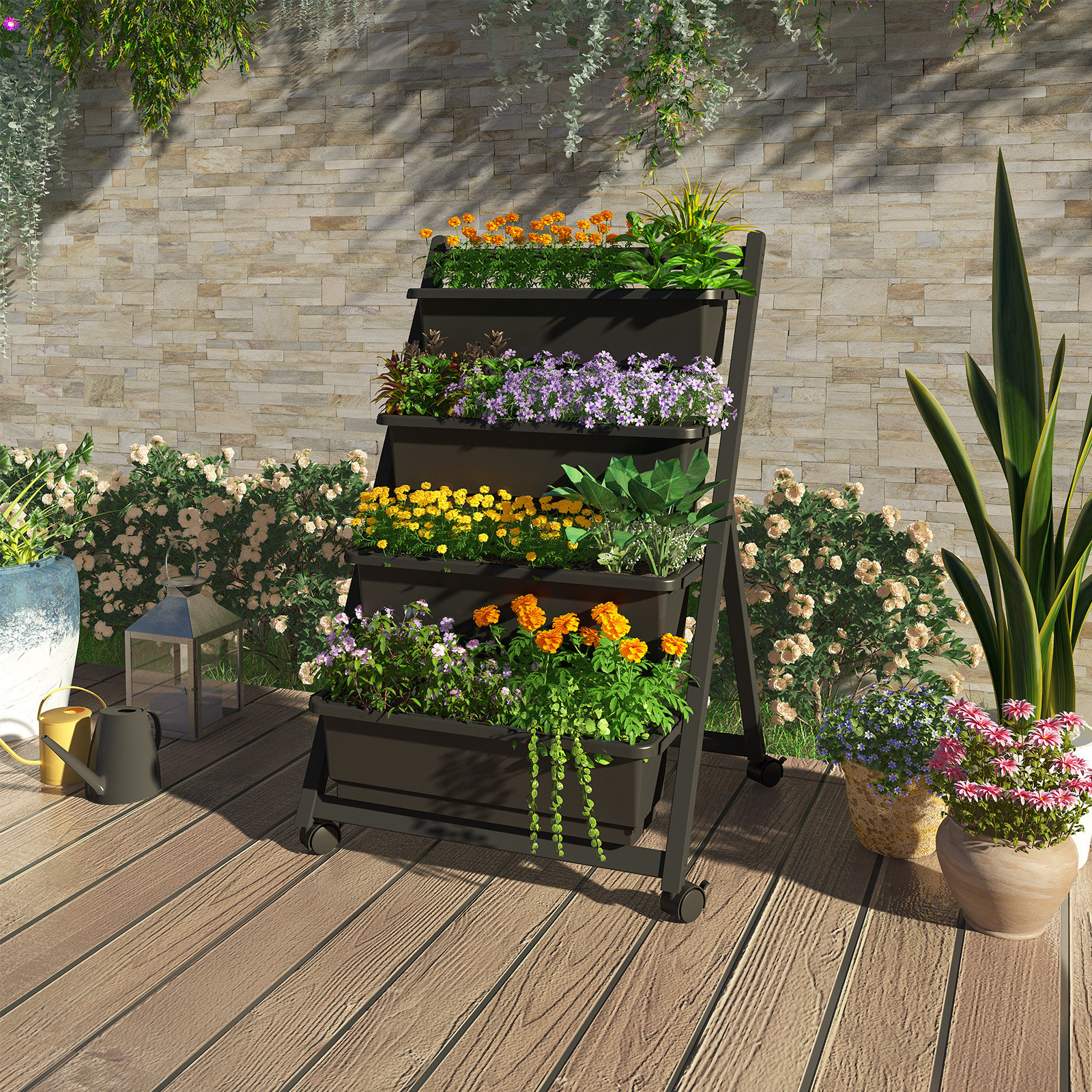 Arlmont & Co. Kushmita 4-Tiers Vertical Raised Garden Planters ...