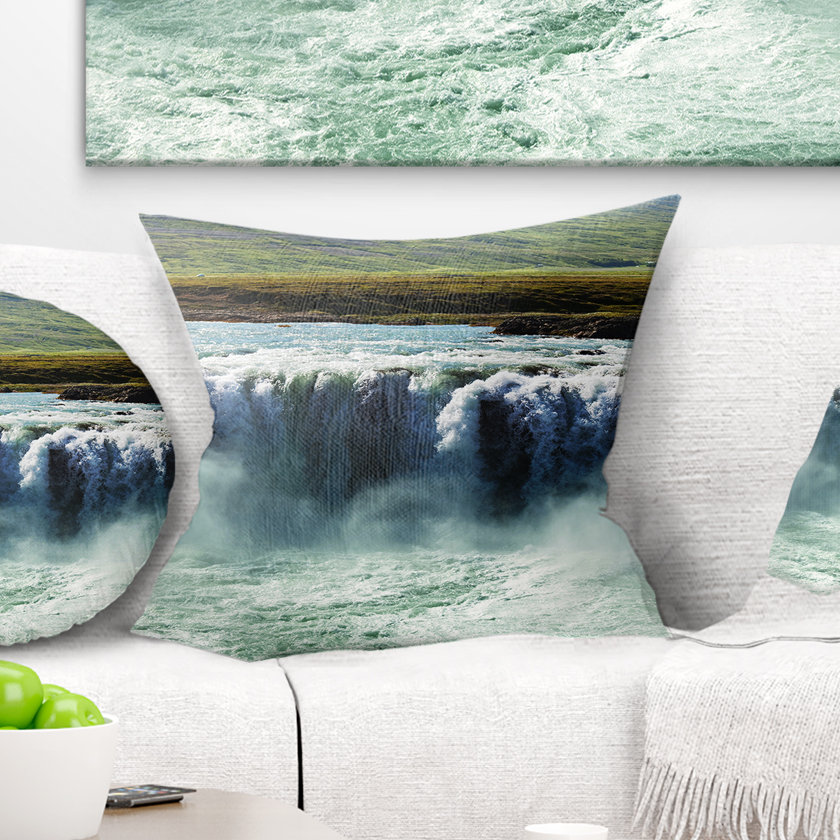 Design Art Amazing Waterfalls in Iceland - Landscape Printed Pillow ...