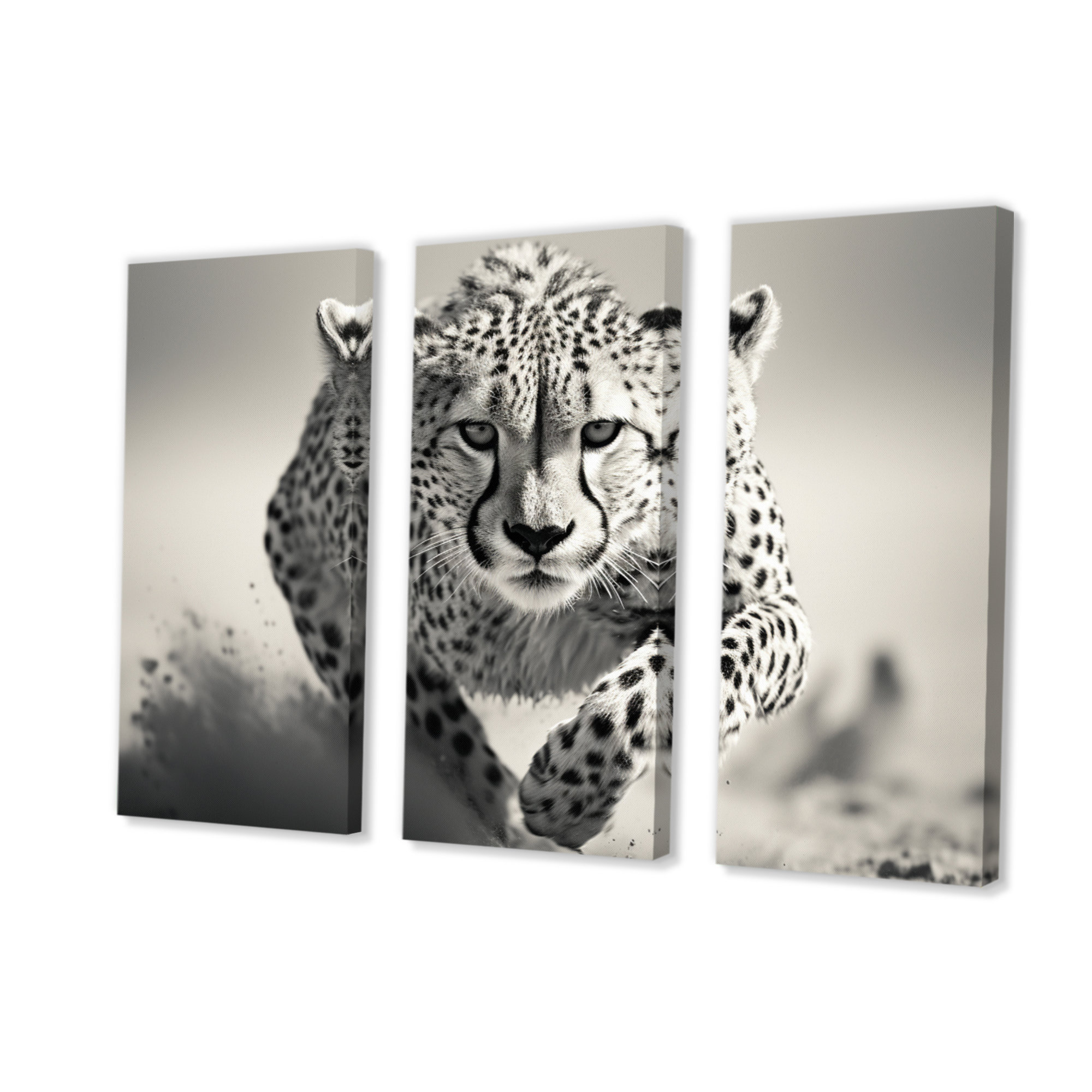 DesignArt Africa Cheetahs Speed On Canvas 3 Pieces Print | Wayfair