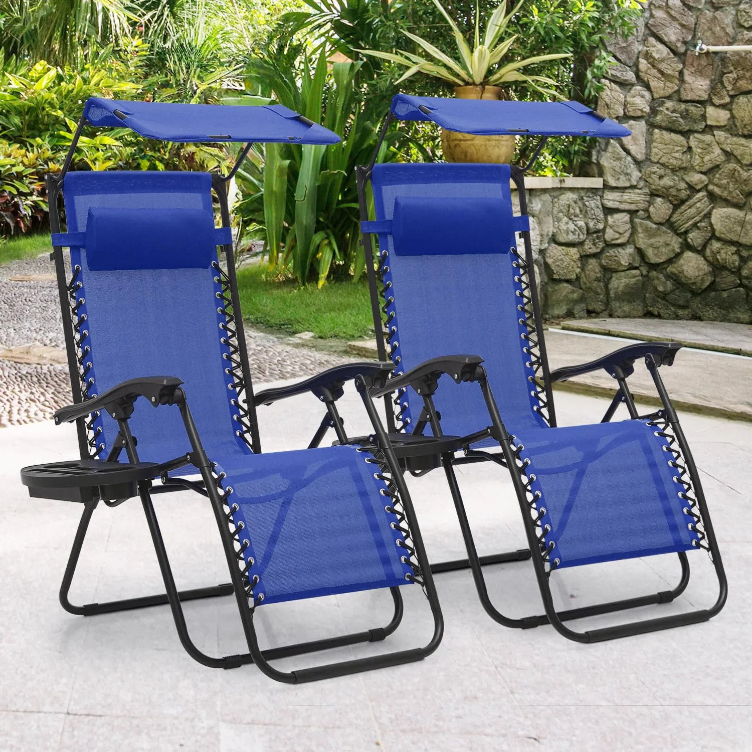 Arlmont & Co. Zero Gravity Chair Set of 2 with Canopy Shade | Wayfair