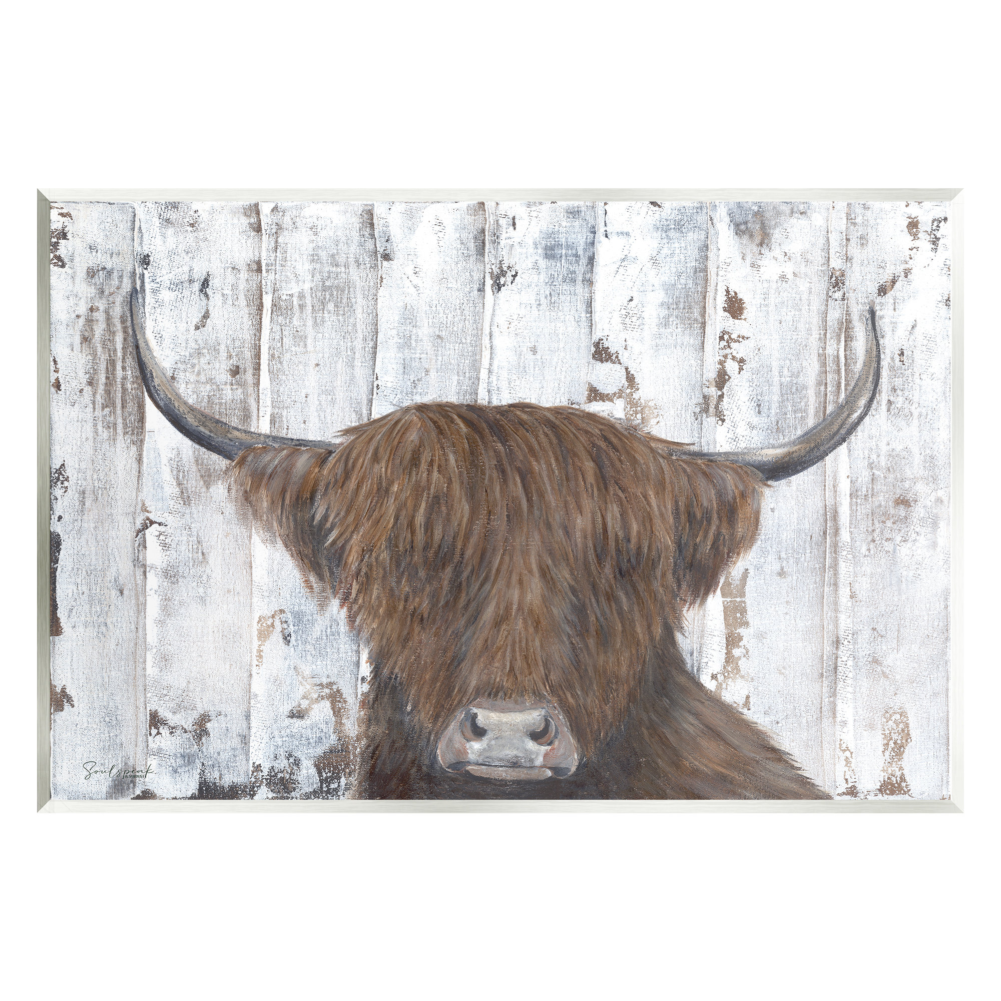 Stupell Industries Country Rustic Highland Cattle Portrait Floater ...