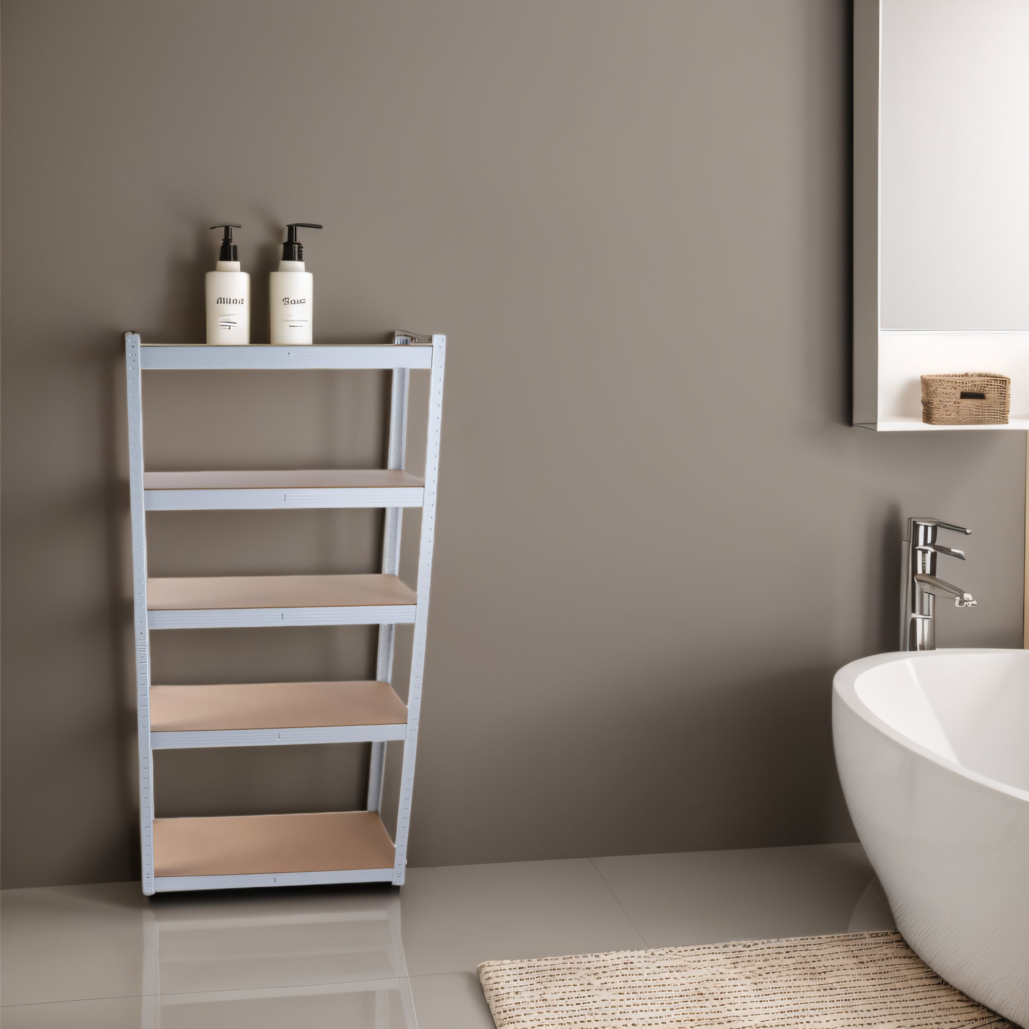 Rebrilliant 5 Tier White Metal Shelving Unit, Adjustable Garage Storage ...