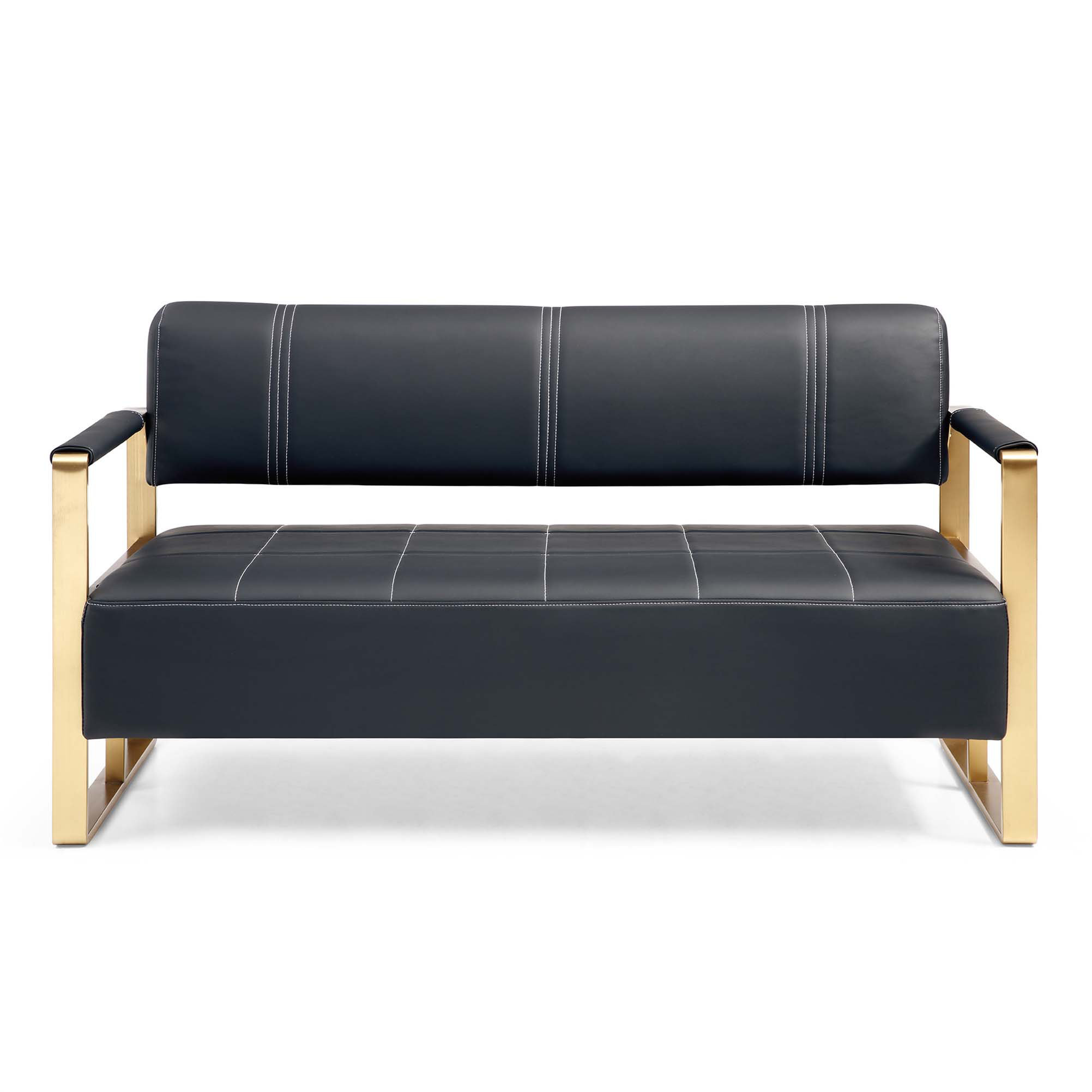 Mercer41 Ben Modern Upholstery Faux Bonded Leather Loveseat Sofa For ...